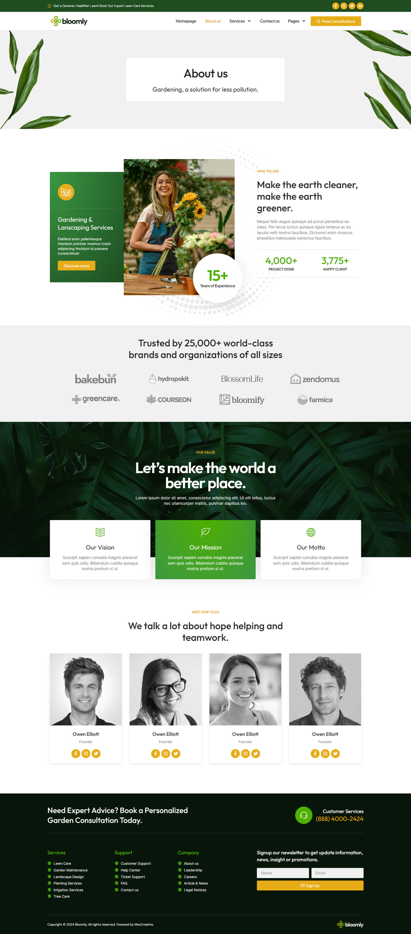 Bloomly - Landscape & Gardening Service Elementor Pro Template Kit by moxcreative